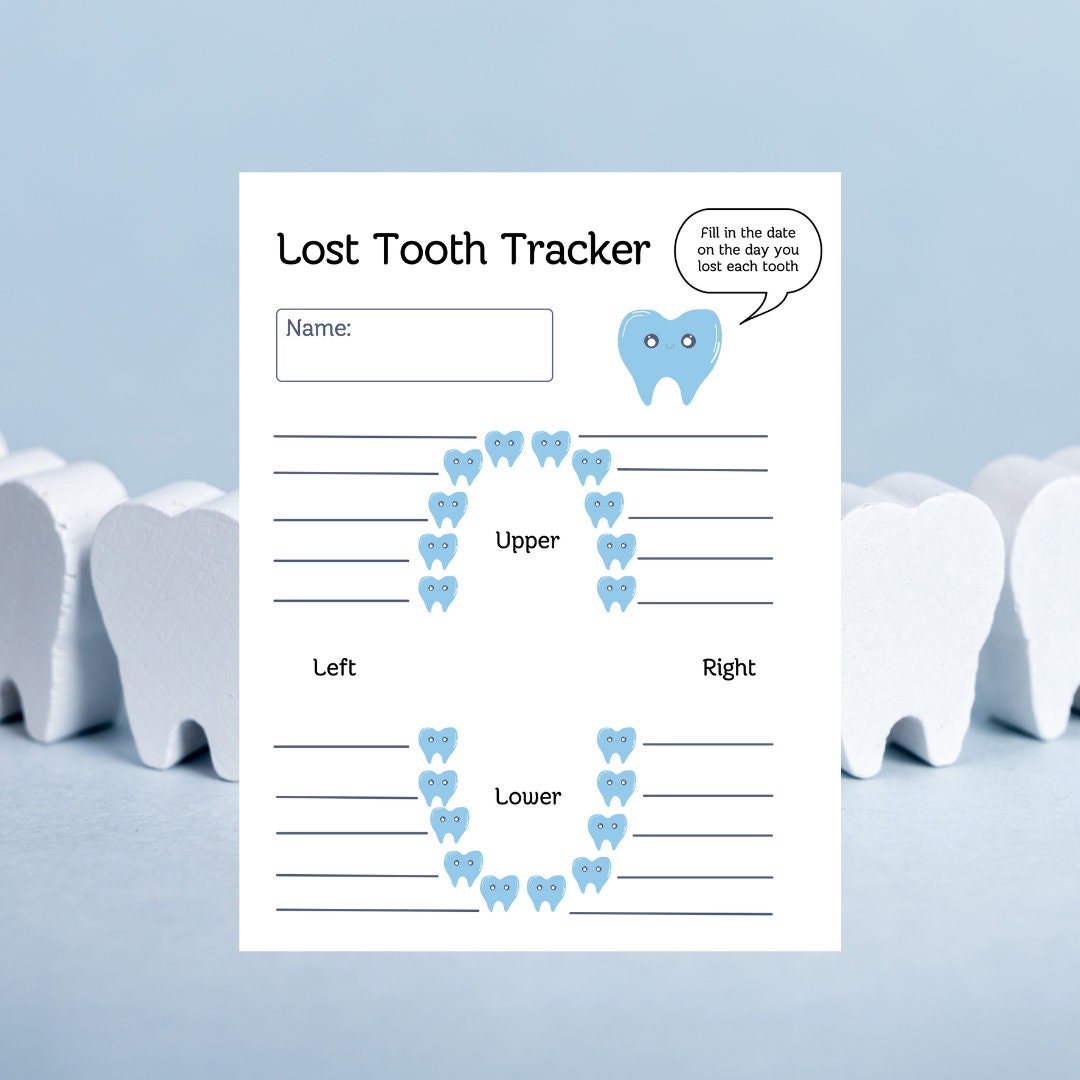 Kids Lost Tooth Tracker in Blue Children's Lost Tooth Chart Lost Tooth ...