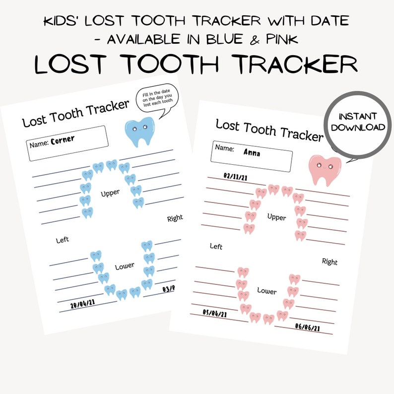 Kids Lost Tooth Tracker Children's Lost Tooth Chart - Etsy