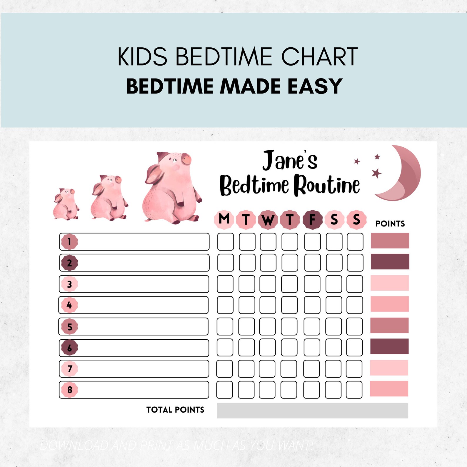 Kids Bedtime Routine Chart | Customizable Bedtime Schedule | Kids ...