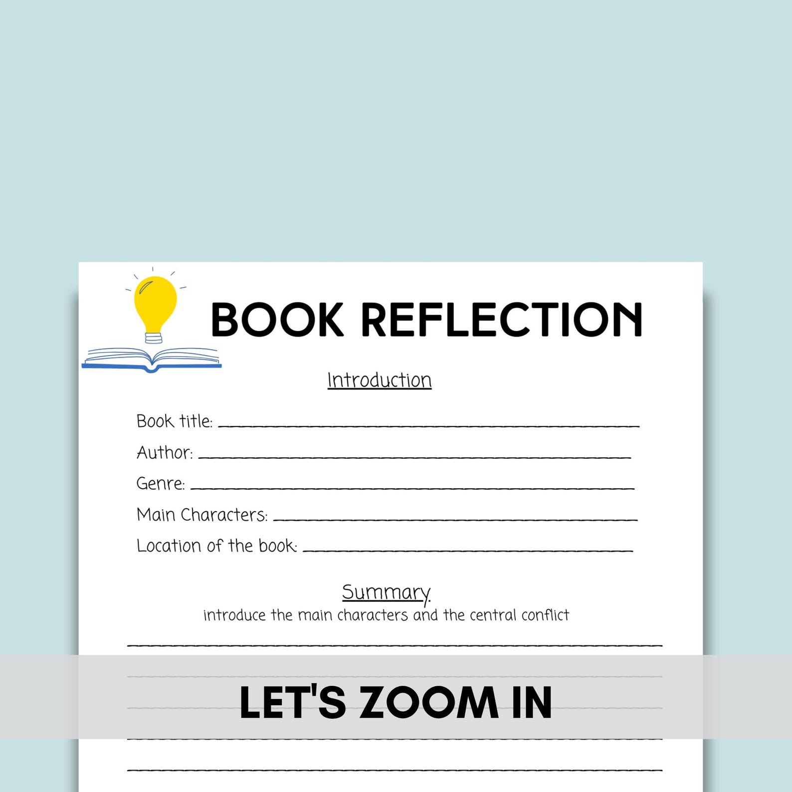 Kids Book Reflection Sheet: Educational Book Report Template (digital ...