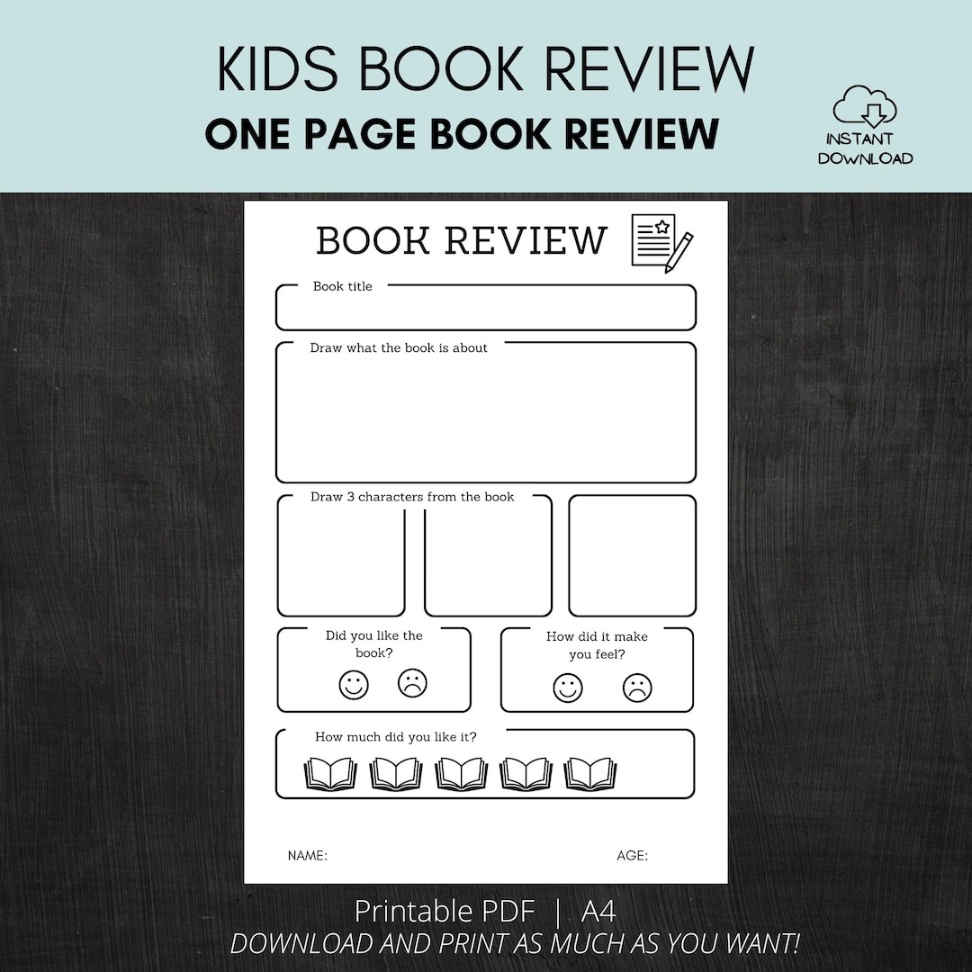 Kids Book Review Template: Printable Activity Sheet (digital Print) - Etsy