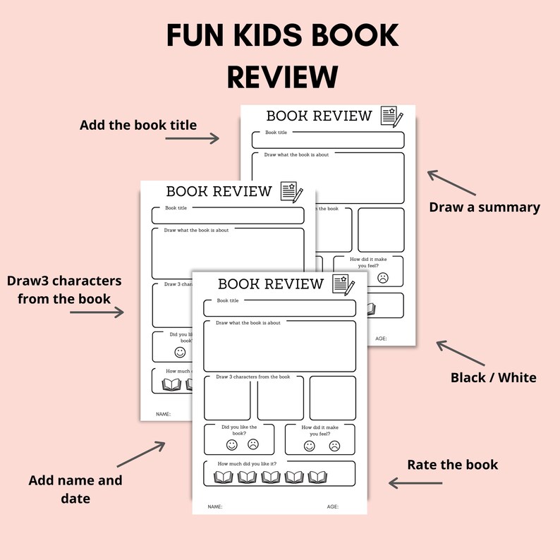 Educational Kids Book Review | Book Review Template | Kids Activity ...