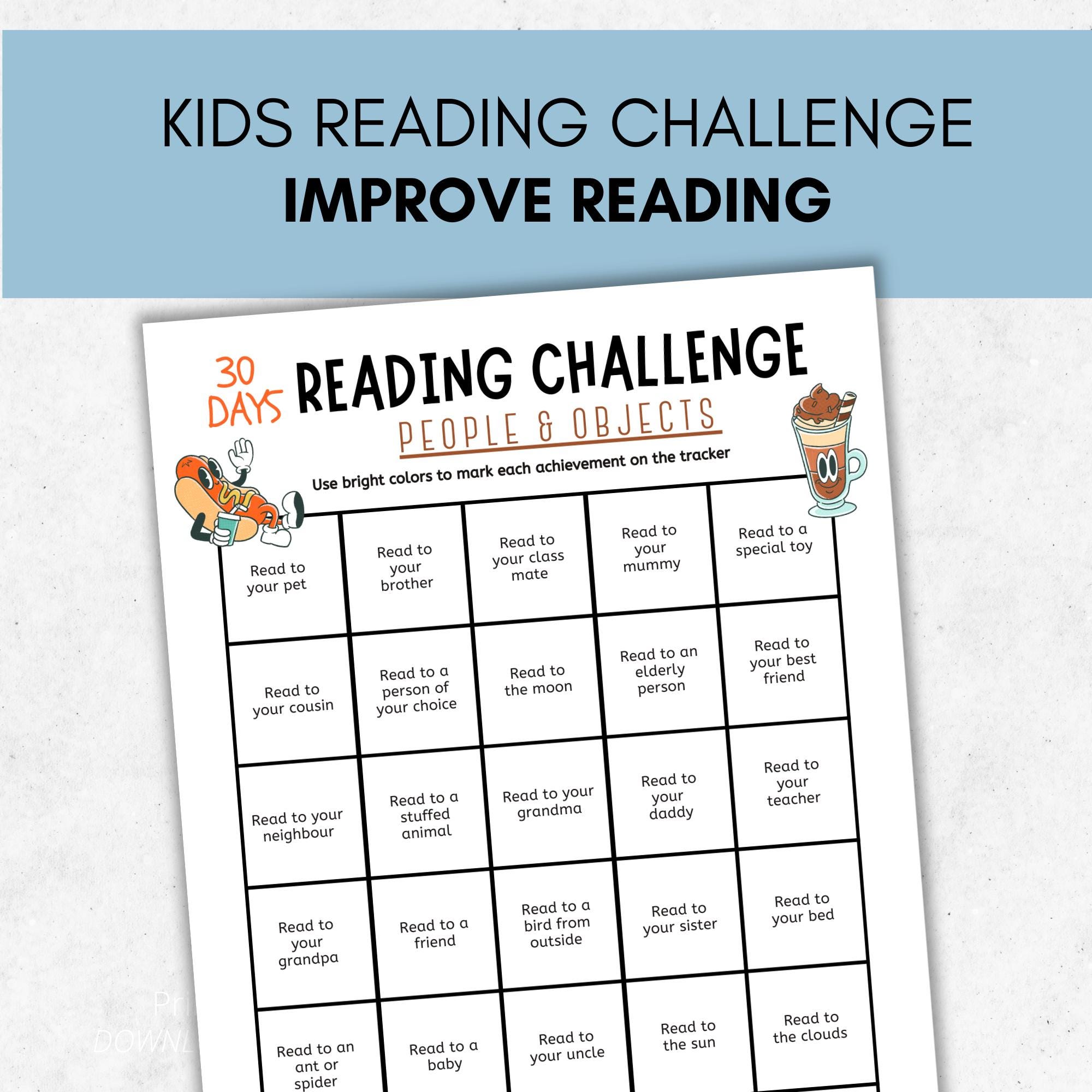 Kids’ Reading Challenge | Printable Kids Reading Chart | Daily Reading ...