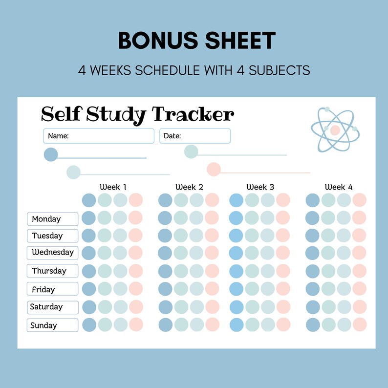 Kids Study Tracker & Planner | Study Checklist Chart | Printable Study ...