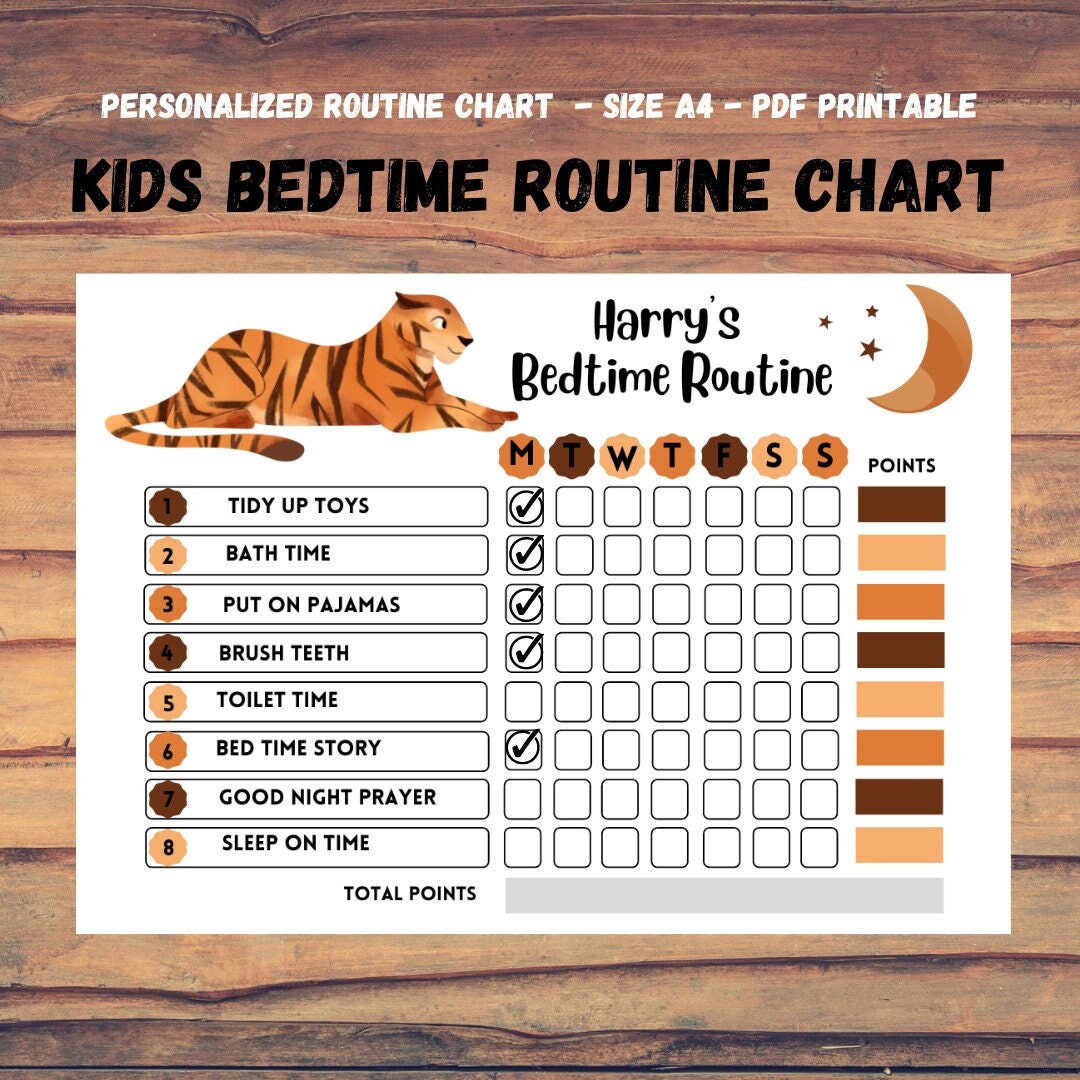 Kids Bedtime Routine Chart Customizable Bedtime Schedule | Etsy