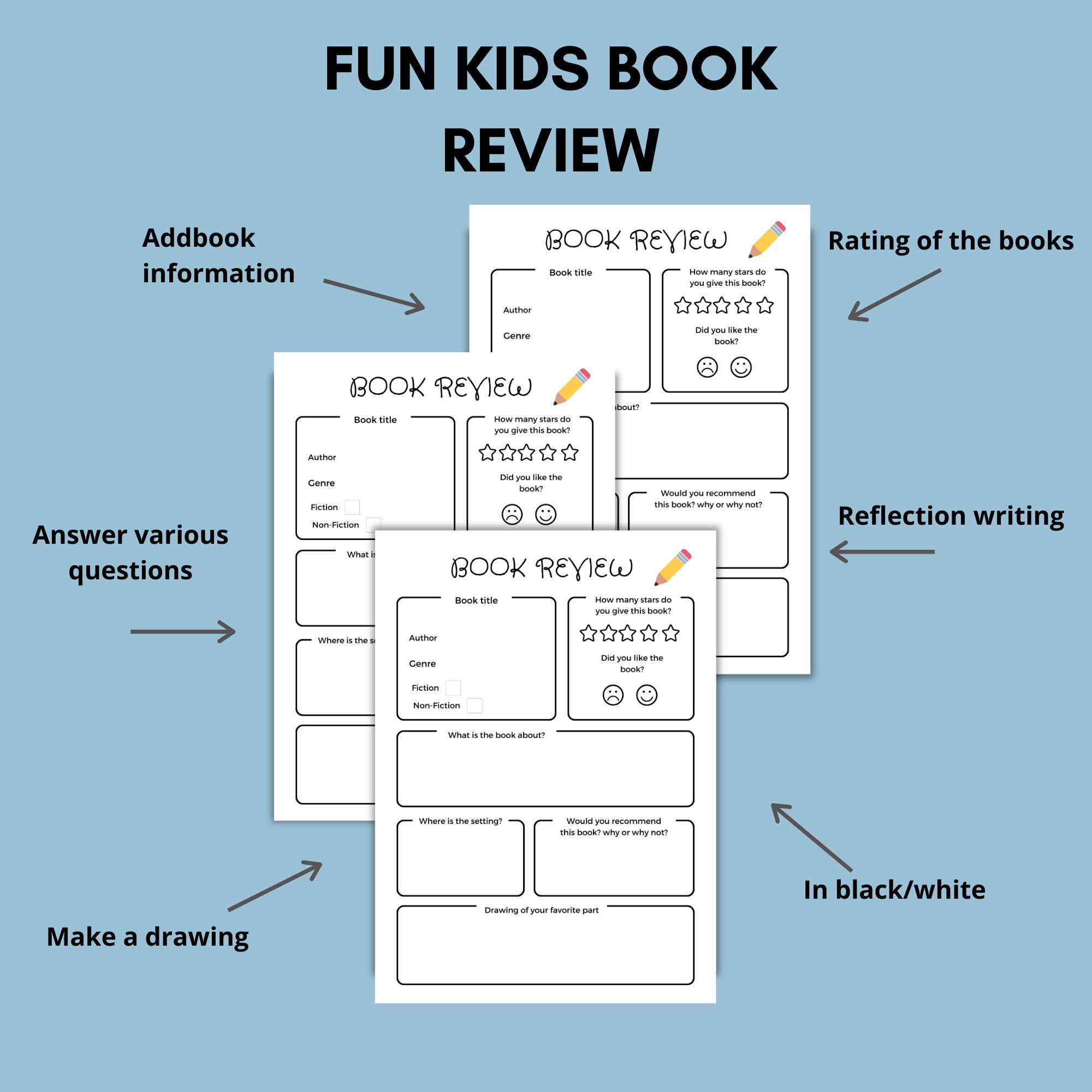 Educational Kids Book Review Book Review Template Kids Activity Sheet ...