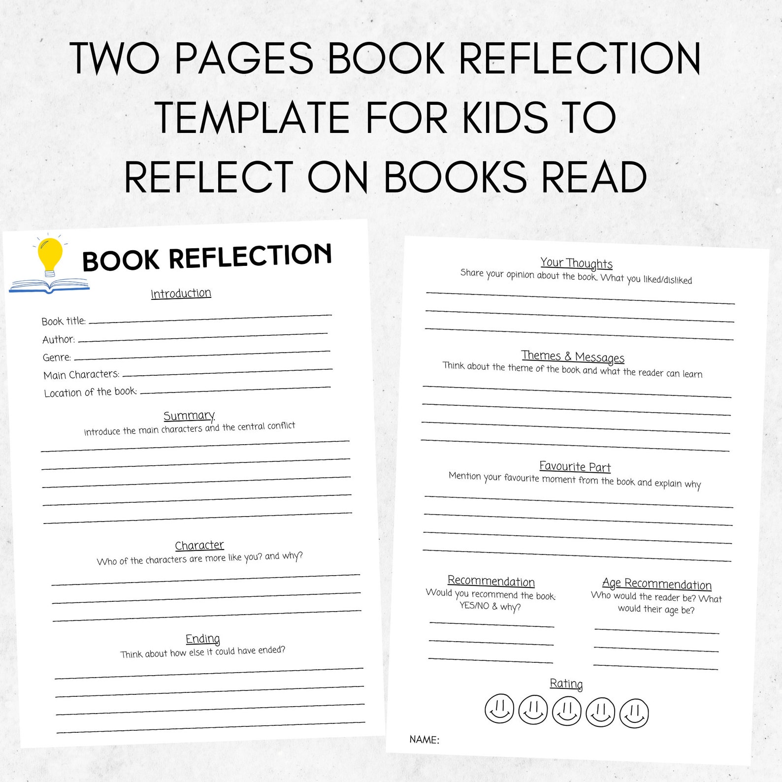 Educational Kids Book Reflection Book Reflection Template Kids Book ...