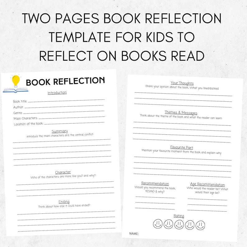 Educational Kids Book Reflection Book Reflection Template Kids Book ...
