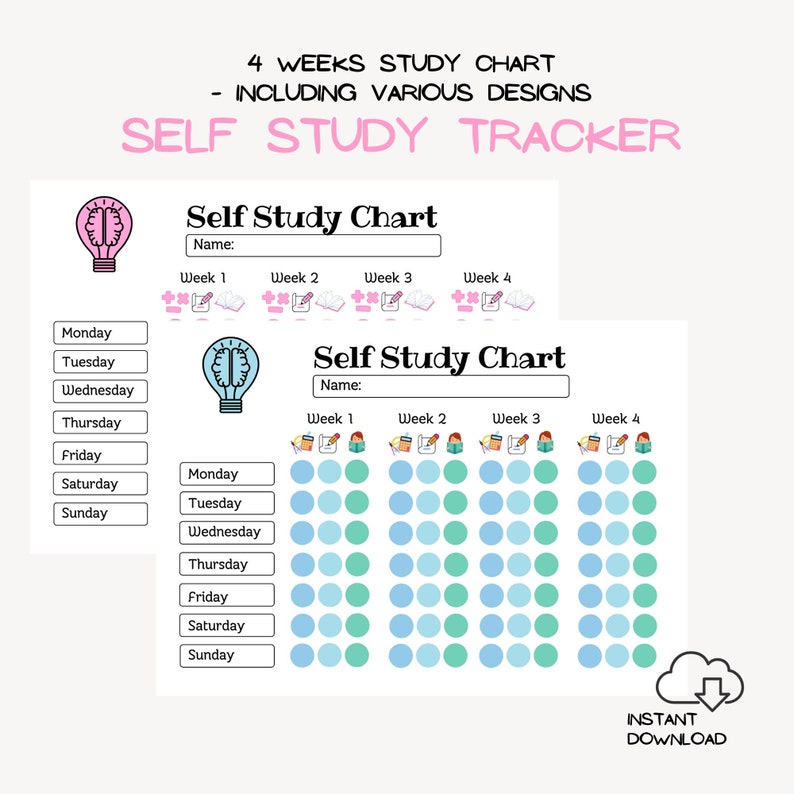 Kids Study Tracker & Planner Study Checklist Chart (Download Now) - Etsy