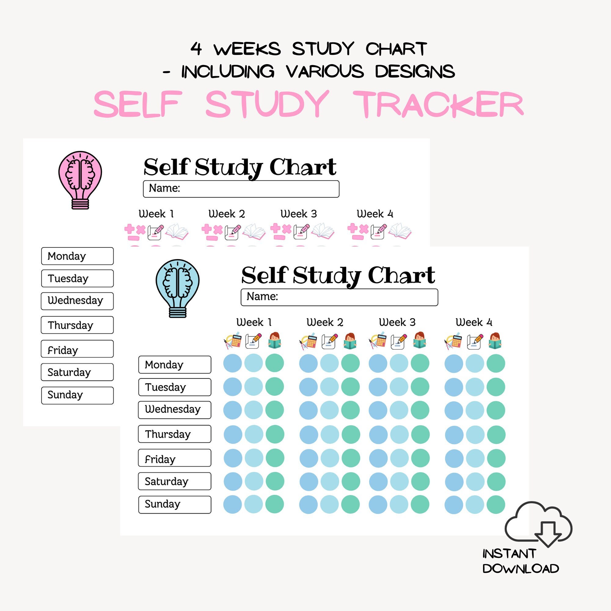 Kids Study Tracker & Planner Study Checklist Chart (Download Now) - Etsy