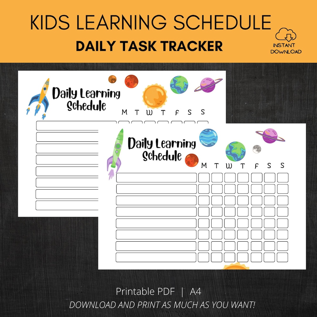 Kids Daily Learning Schedule | Printable Homeschool Task Tracker ...