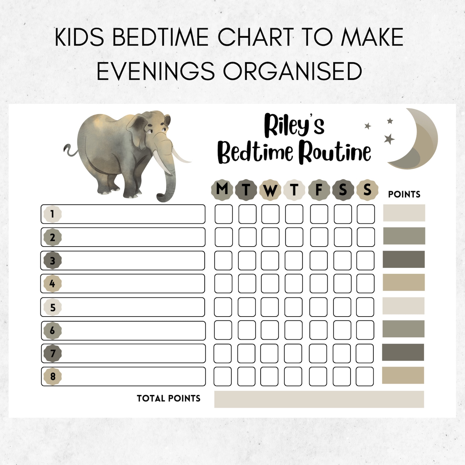 Kids Bedtime Routine Chart Customizable Bedtime Schedule Kids Bedtime ...