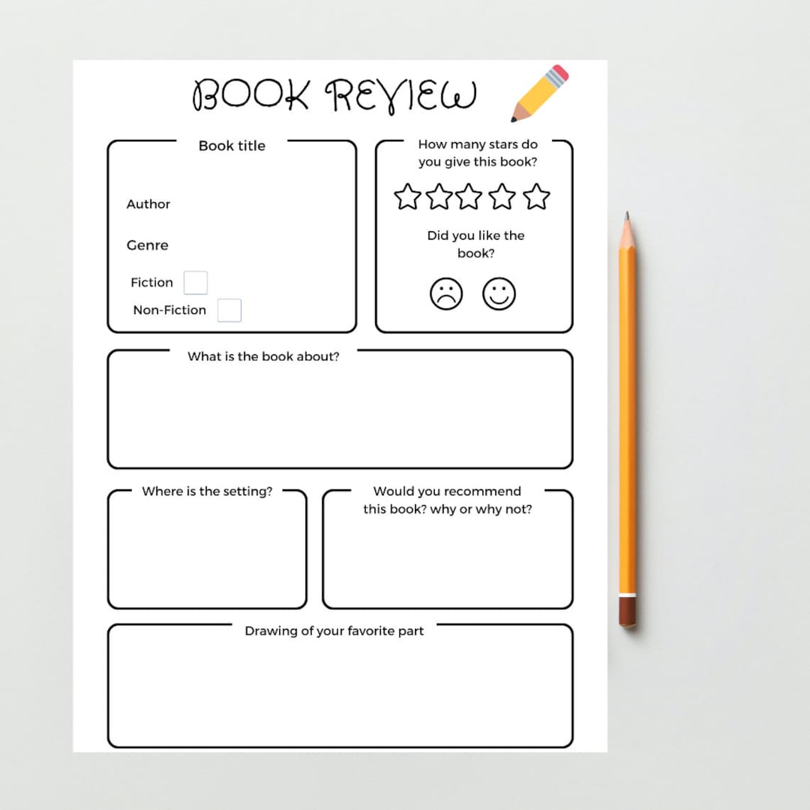 Educational Kids Book Review Book Review Template Kids - Etsy