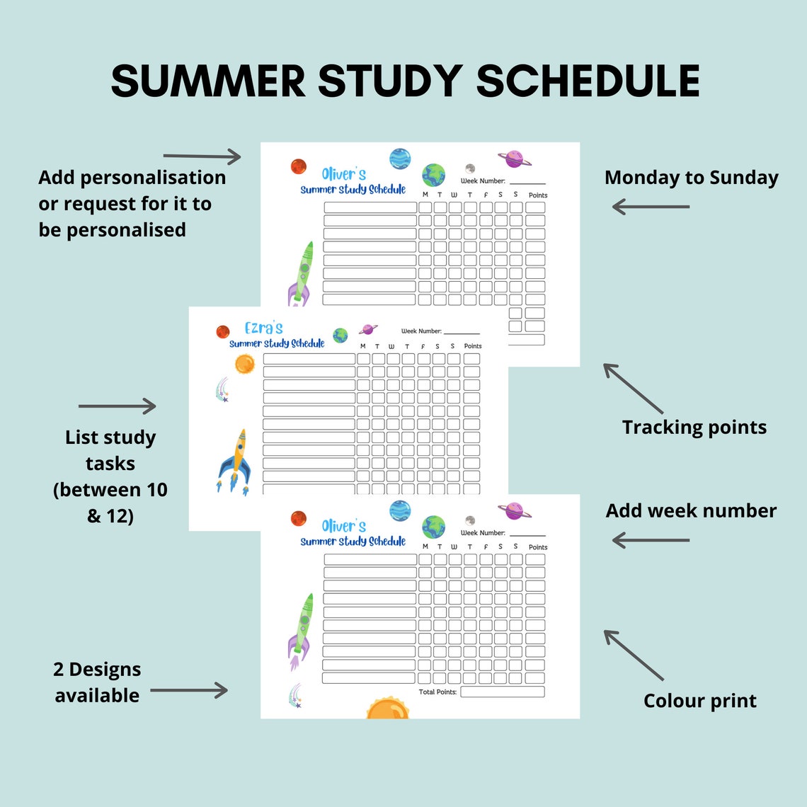 Kids Summer Study Schedule Printable Kids Schedule Daily Learning ...