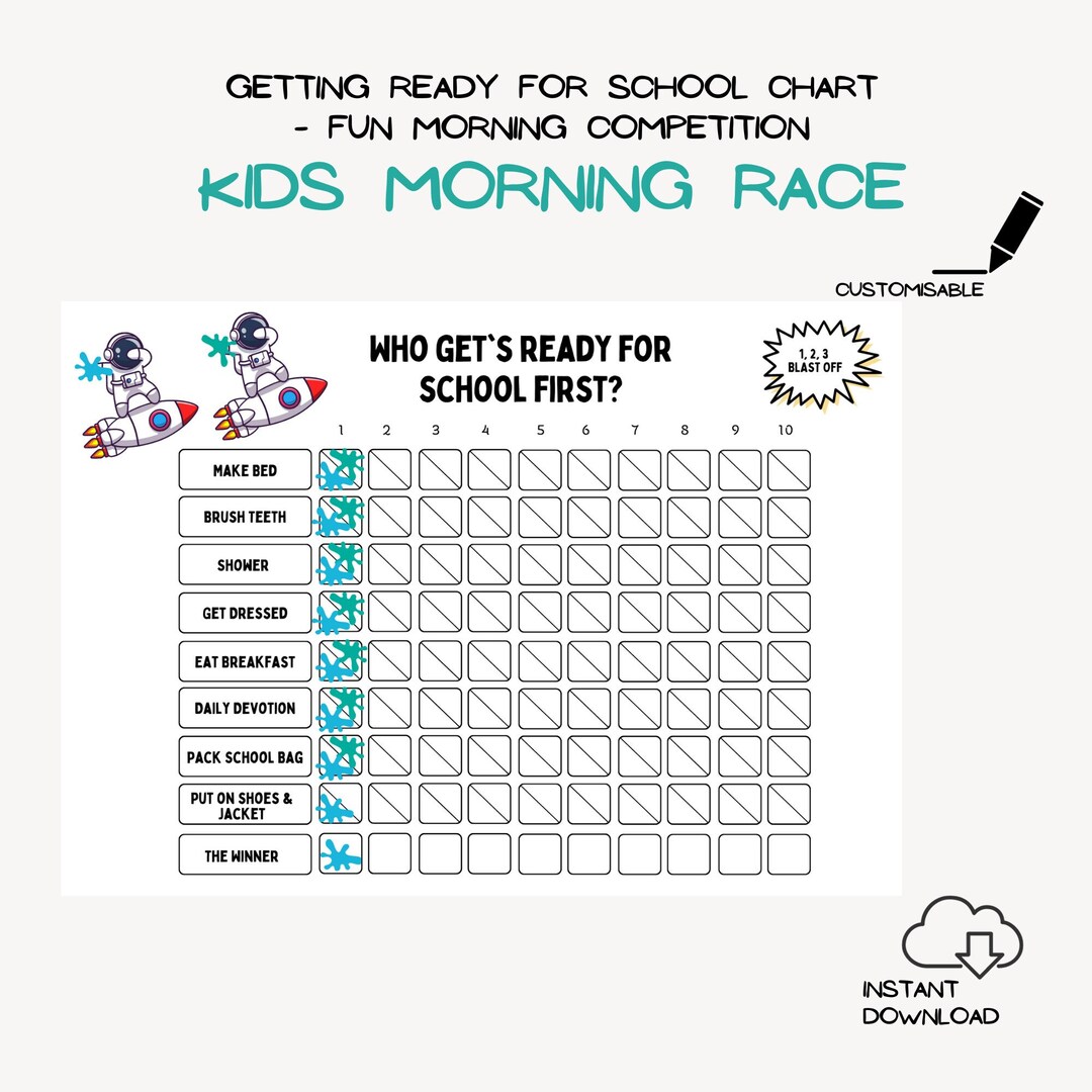 Getting Ready For School Chart Competition Chart Etsy Getting Ready For School Chart Competition Chart Etsy
