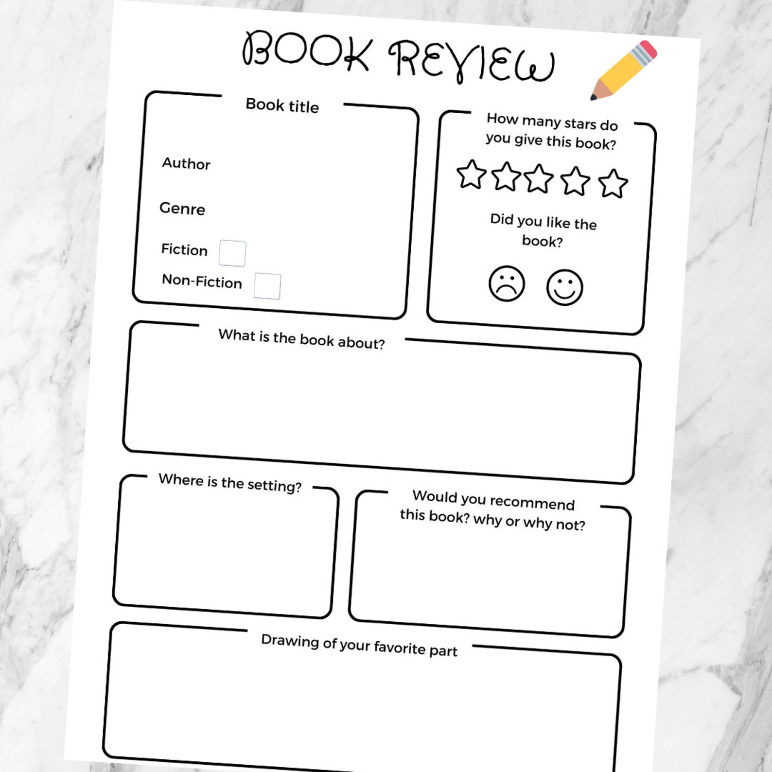 Educational Kids Book Review Book Review Template Kids - Etsy