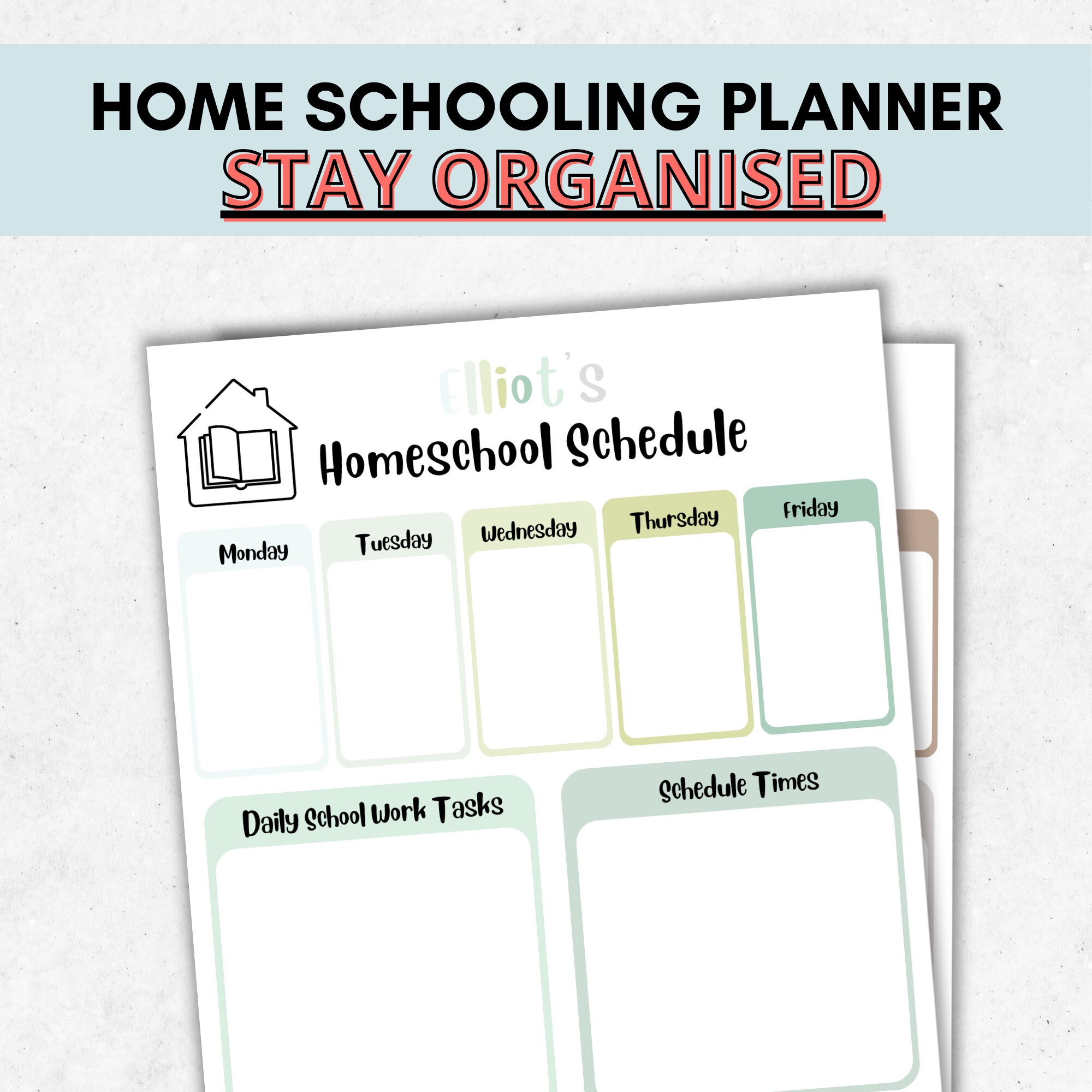 Kids Homeschool Schedule Kids Learning Planner Homeschooling Schedule ...