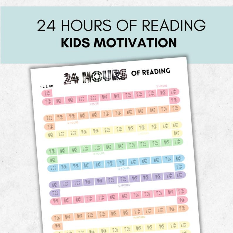 Reading Chart Tracker | Reading Log Printable | 24 Hours of Reading ...