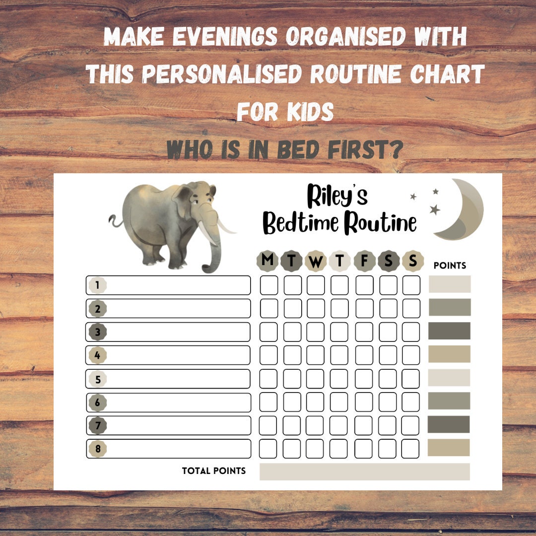 Kids Bedtime Routine Chart Customizable Bedtime Schedule | Etsy
