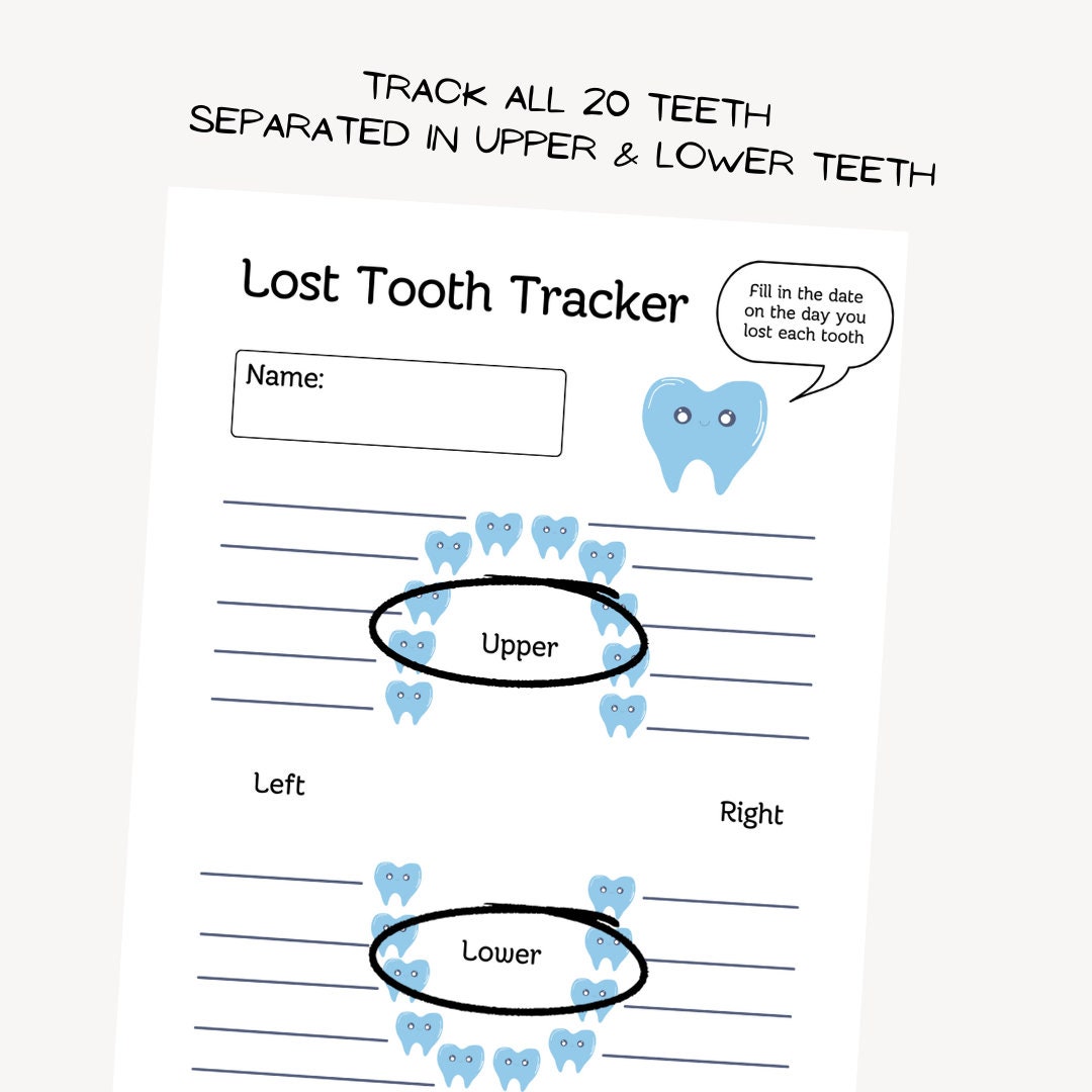 Kids Lost Tooth Tracker in Blue Children's Lost Tooth Chart Lost Tooth ...