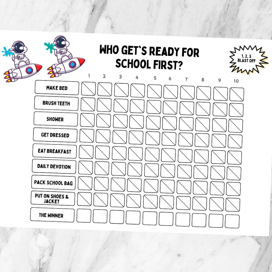 Getting Ready for School Chart Competition Chart - Etsy