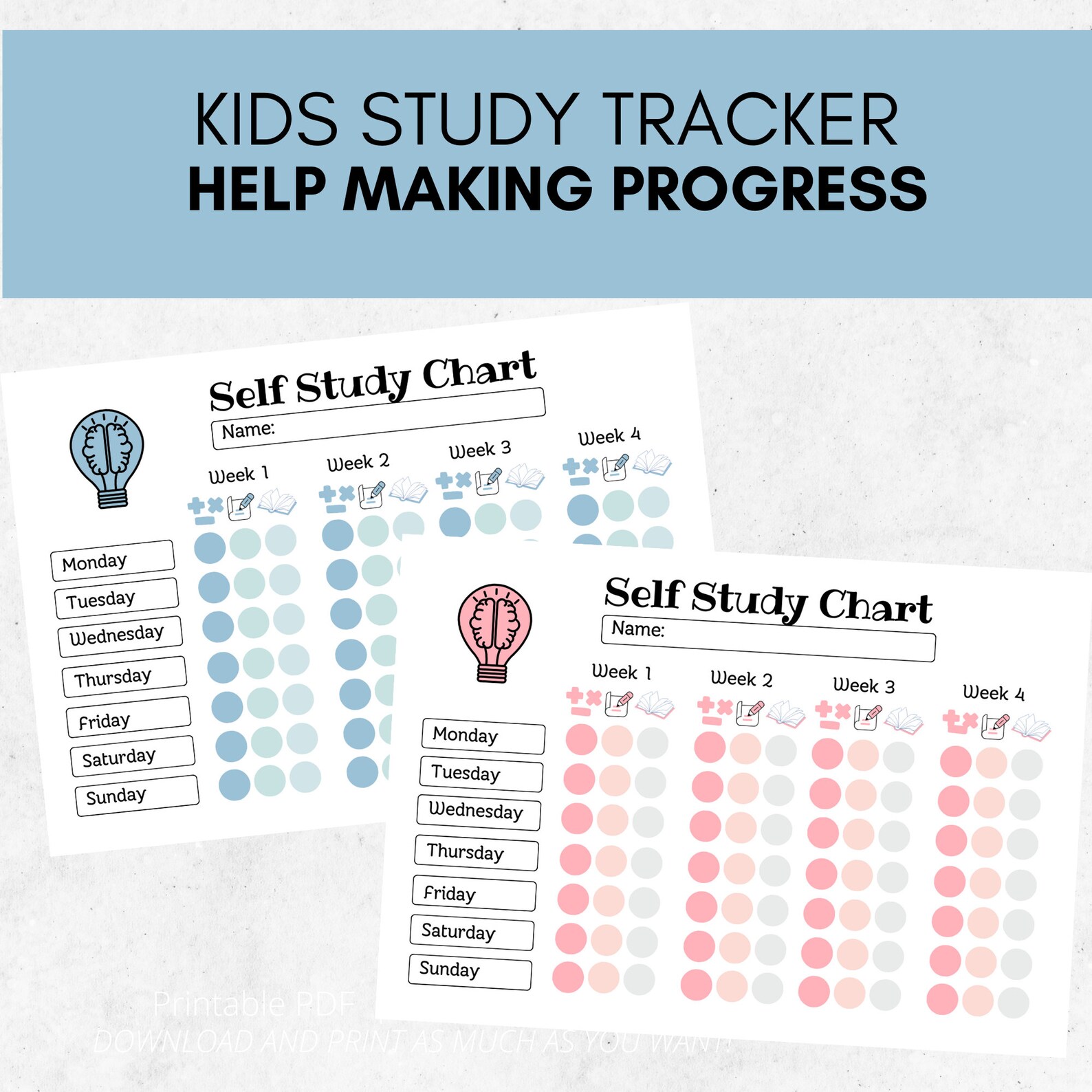 Kids Study Tracker & Planner Study Checklist Chart Printable Study ...