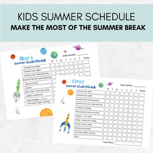 Kids Summer Study Schedule Printable Kids Schedule Daily Learning ...