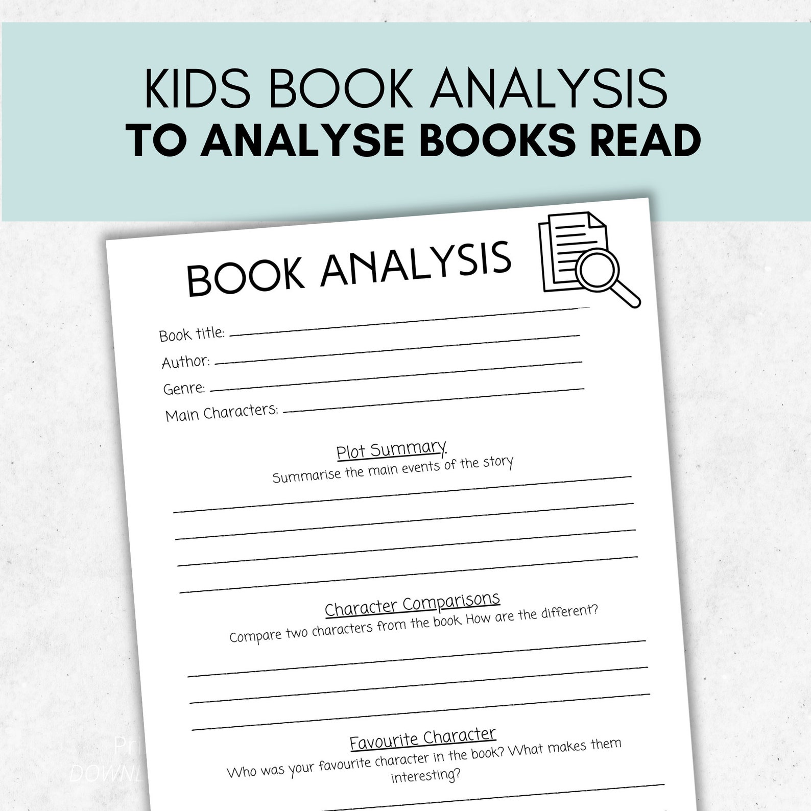 Educational Kids Book Analysis | Book Analysis Template | Kids Book ...