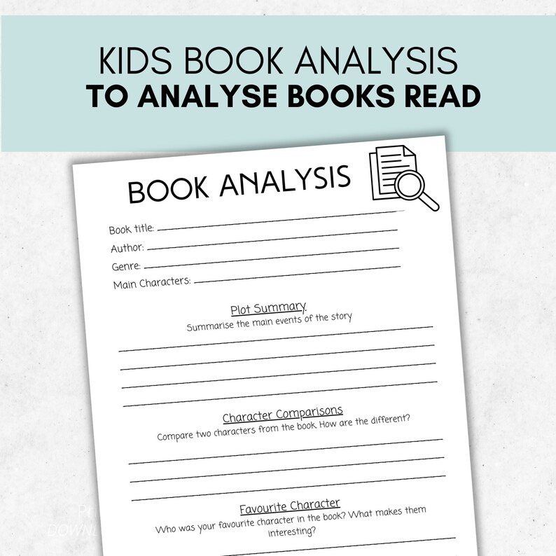 Educational Kids Book Analysis | Book Analysis Template | Kids Book ...