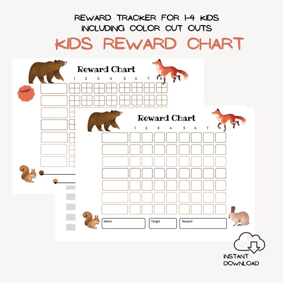 Kids Reward Chart Multiple Kids Reward Chart Editable & - Etsy