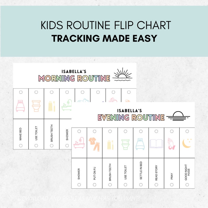 Kids Routine Flip Chart | Morning Routine | Bedtime Routine | After ...