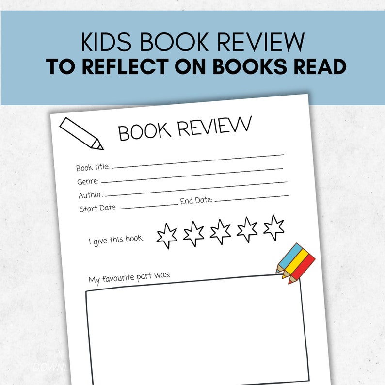 Educational Kids Book Review | Book Review Template | Kids Activity ...