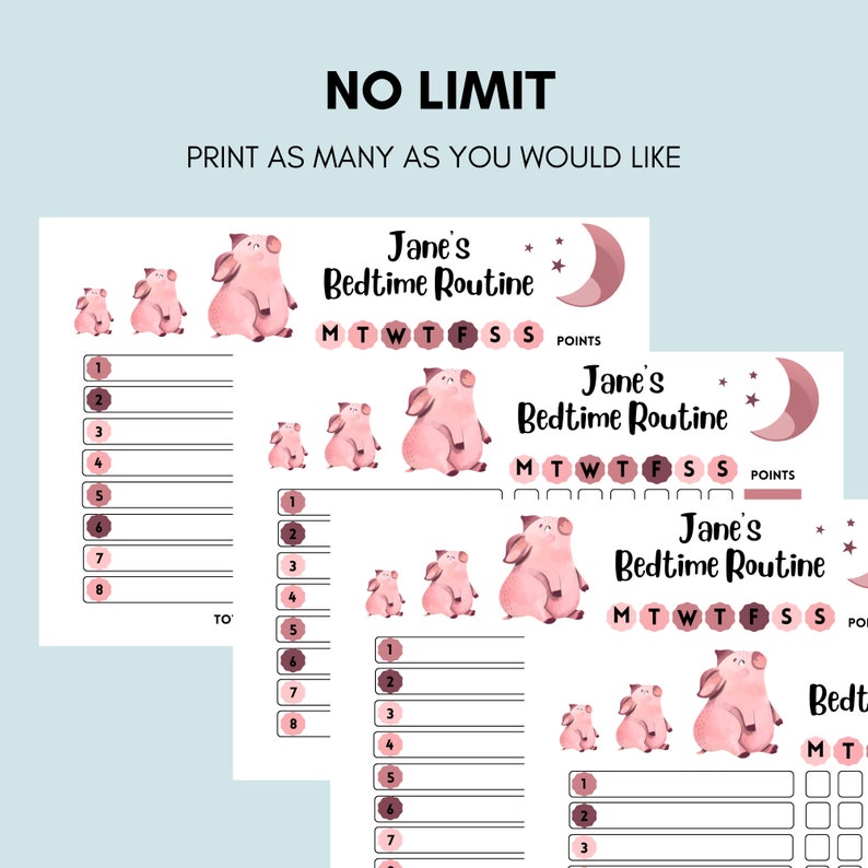 Kids Bedtime Routine Chart | Customizable Bedtime Schedule | Kids ...