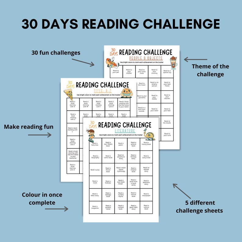 Kids’ Reading Challenge | Printable Kids Reading Chart | Daily Reading ...
