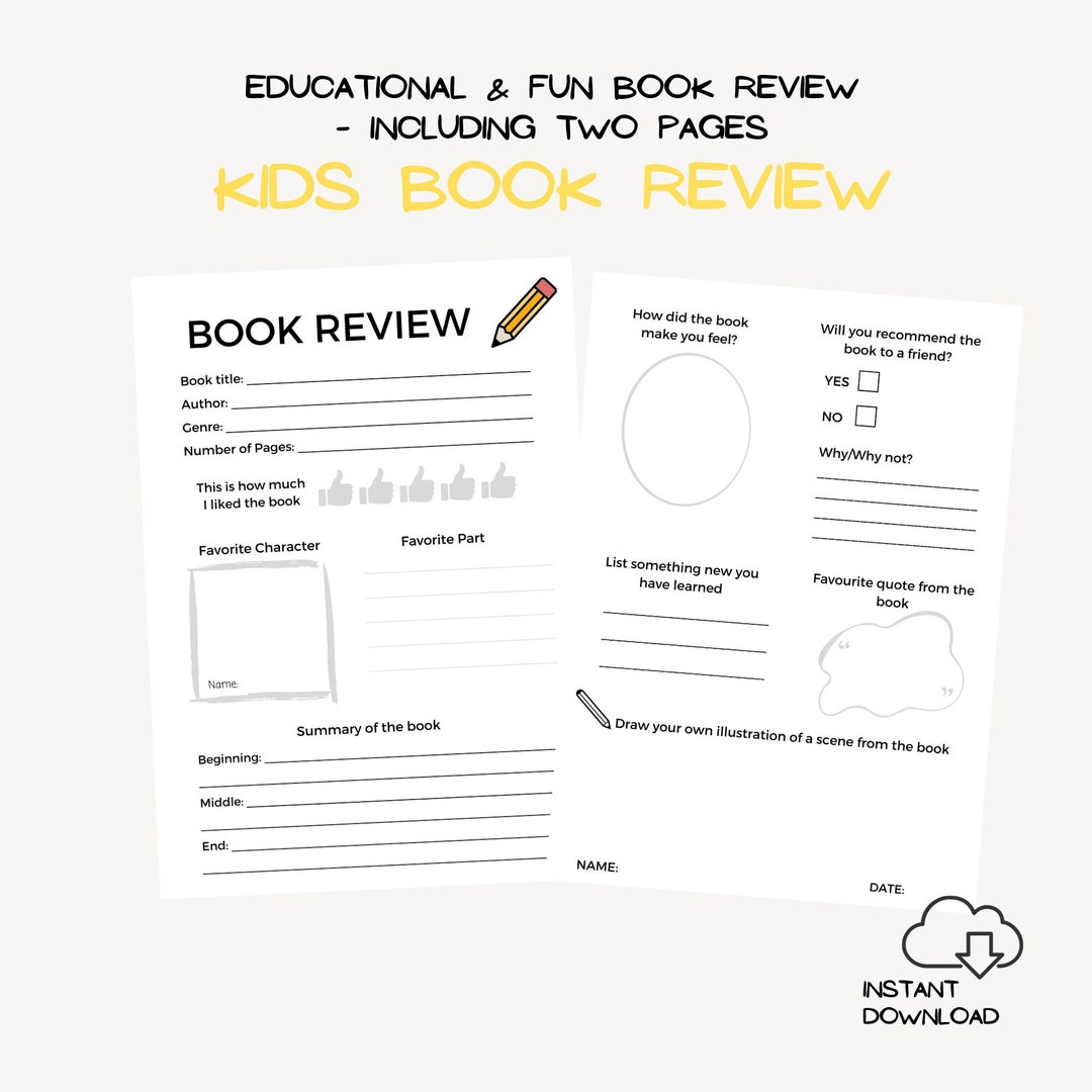Educational Kids Book Review Book Review Template Kids Activity Sheet ...