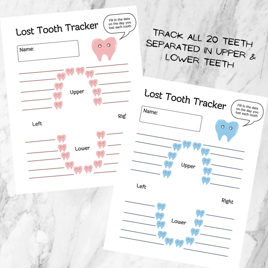 Kids Lost Tooth Tracker Children's Lost Tooth Chart - Etsy