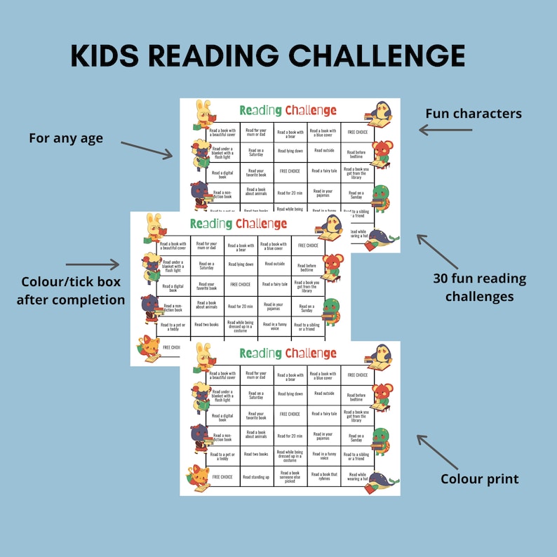 Kids’ Reading Challenge | Printable Kids Reading Chart | Daily Reading ...