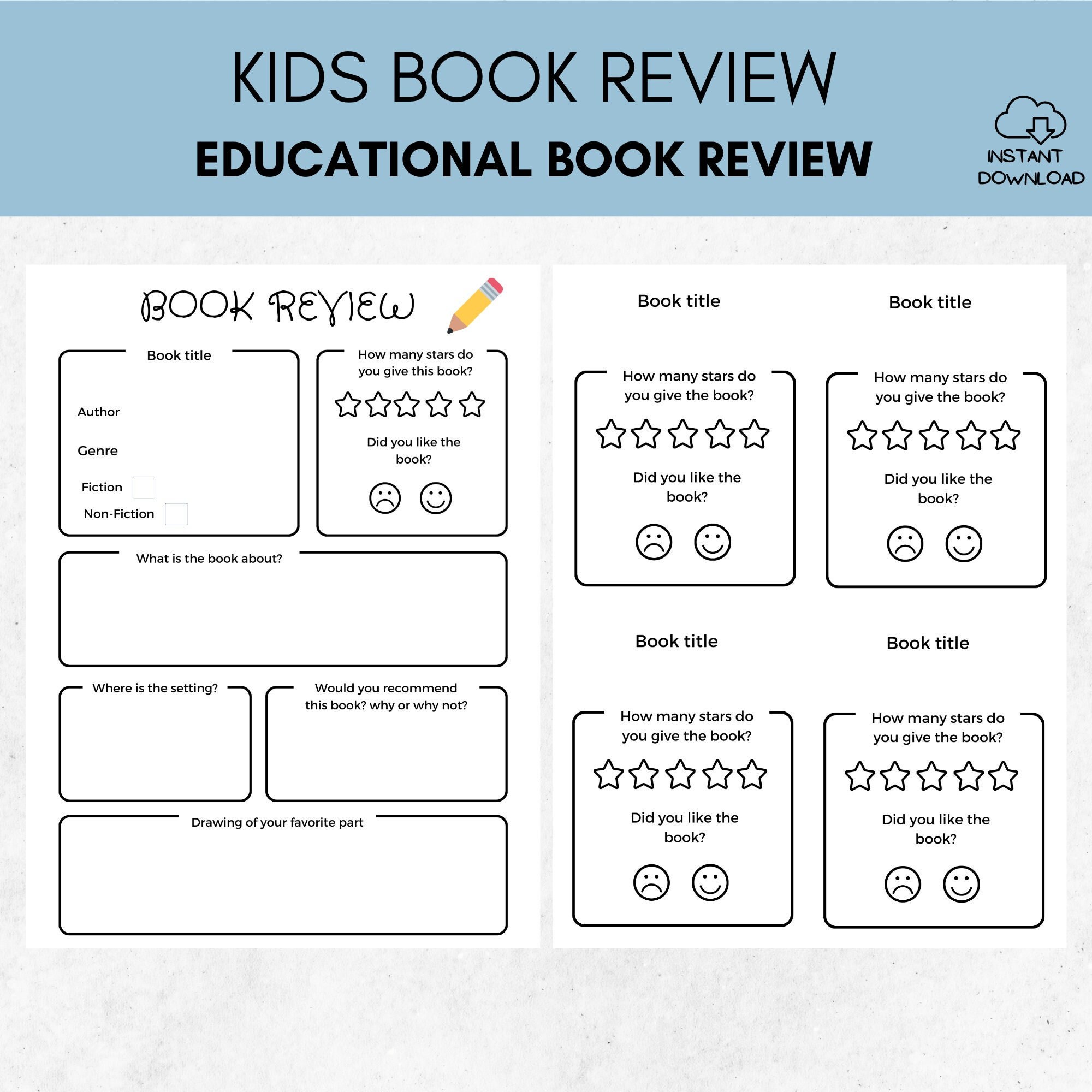 Educational Kids Book Review Book Review Template Kids Activity Sheet ...