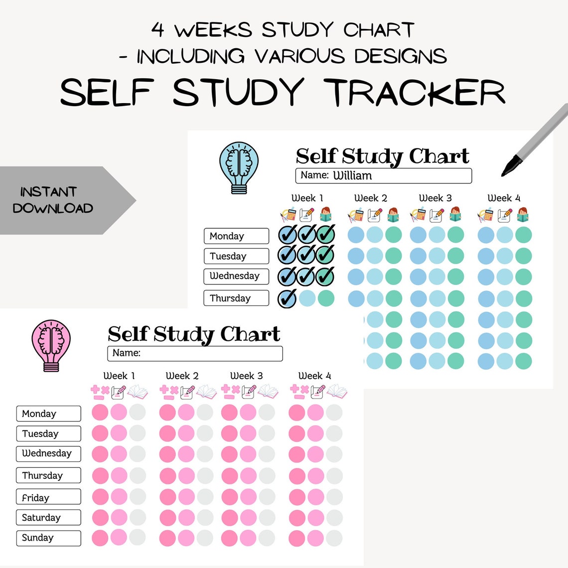 Kids Study Tracker & Planner Study Checklist Chart - Etsy