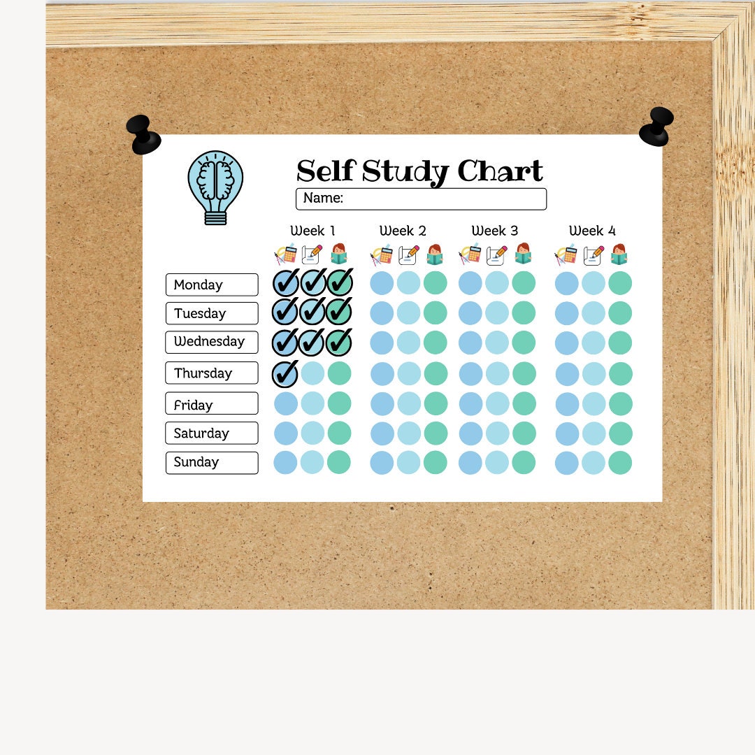 Kids Study Tracker & Planner Study Checklist Chart (Download Now) - Etsy