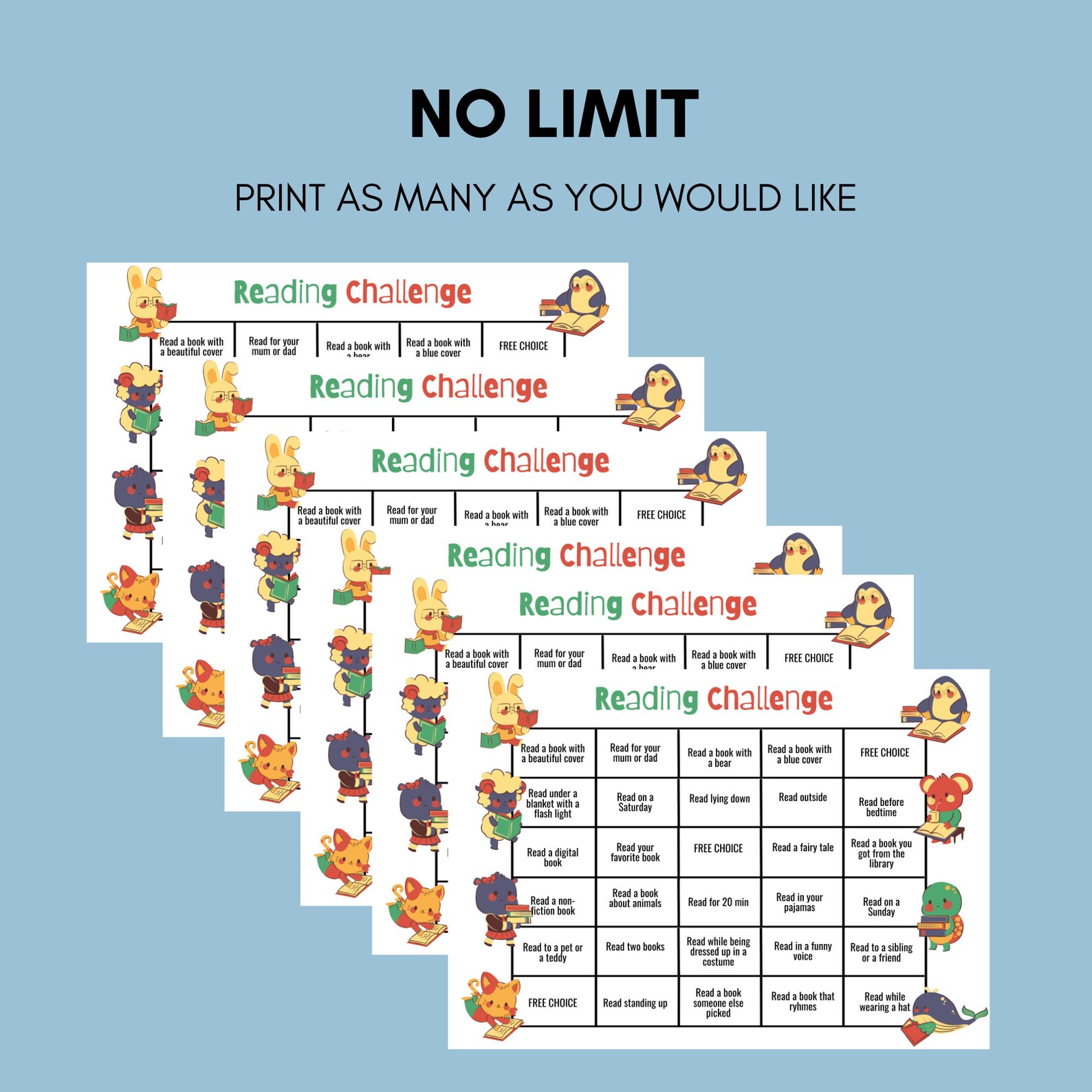 Kids’ Reading Challenge | Printable Kids Reading Chart | Daily Reading ...