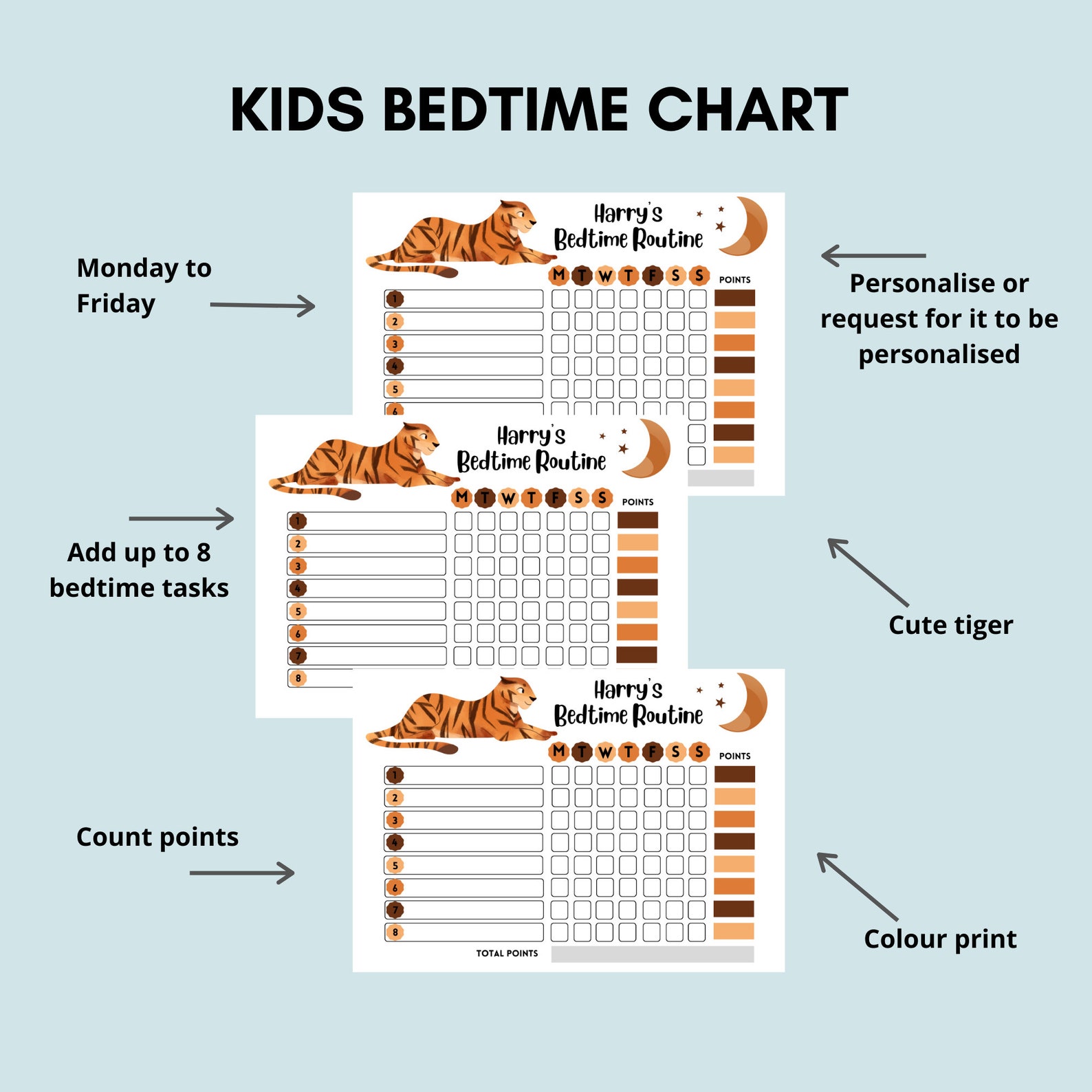 Kids Bedtime Routine Chart | Customizable Bedtime Schedule | Kids ...