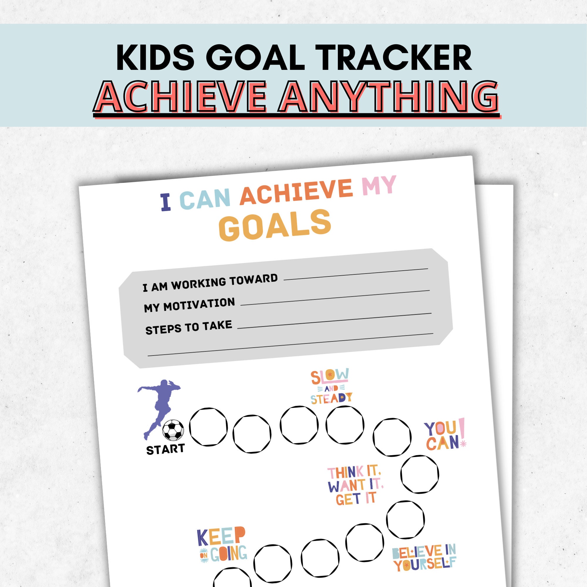 Kids Goal Manager and Tracker Chart | Printable Goal Manager and ...