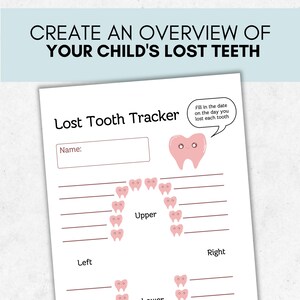 Kids’ Lost Tooth Tracker in Pink | Children's Lost Tooth Chart | Lost ...