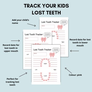 Kids’ Lost Tooth Tracker in Pink | Children's Lost Tooth Chart | Lost ...