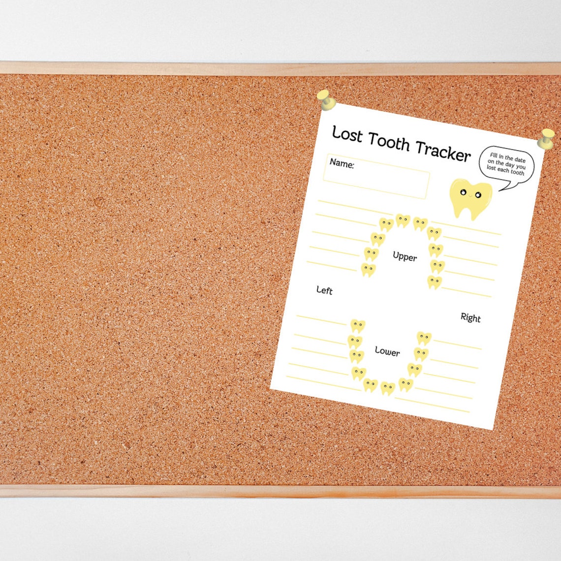 Kids Lost Tooth Tracker in Yellow Children's Lost Tooth - Etsy