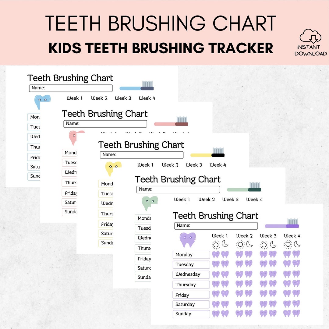 Kids Teeth Brushing Chart | Teeth Brushing Tracker | Kids Routine ...
