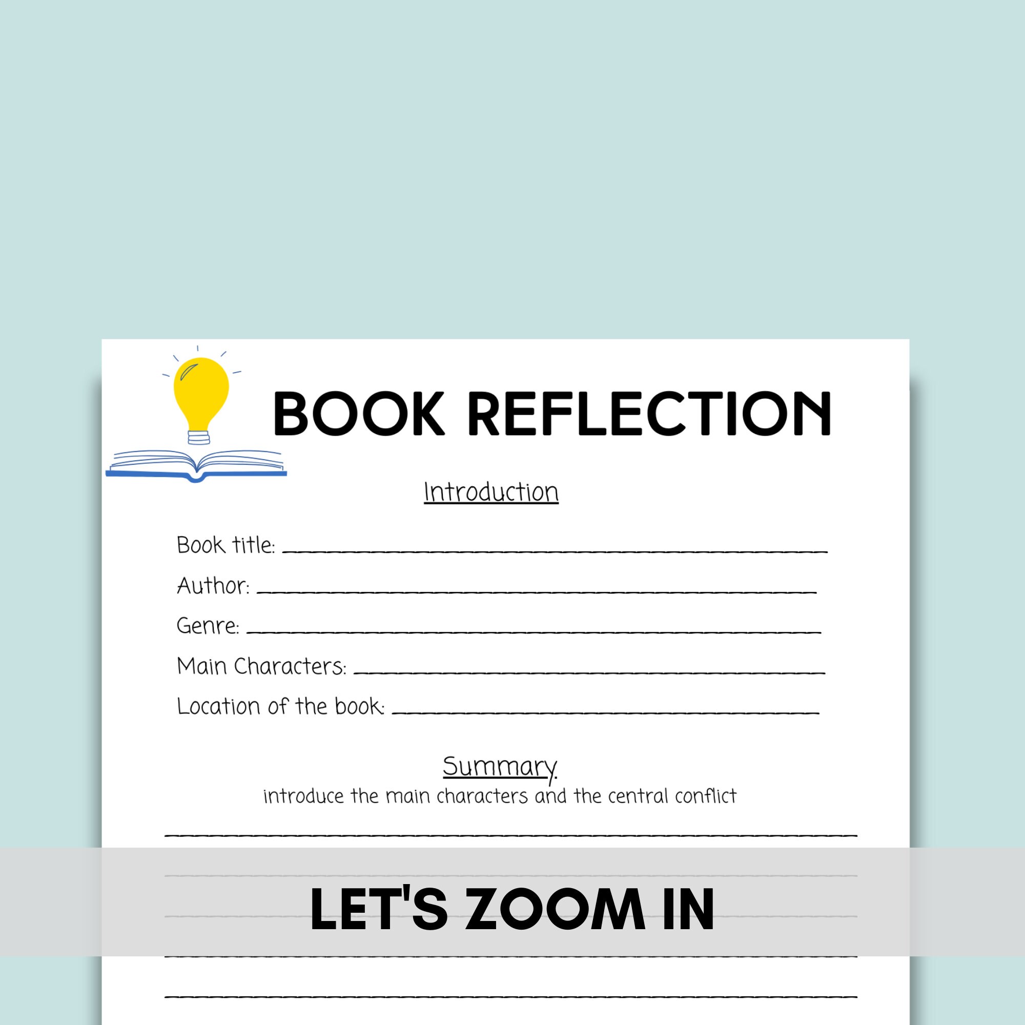 Educational Kids Book Reflection | Book Reflection Template | Kids Book ...
