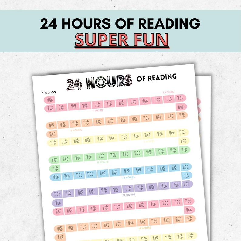 Reading Chart Tracker | Reading Log Printable | 24 Hours of Reading ...