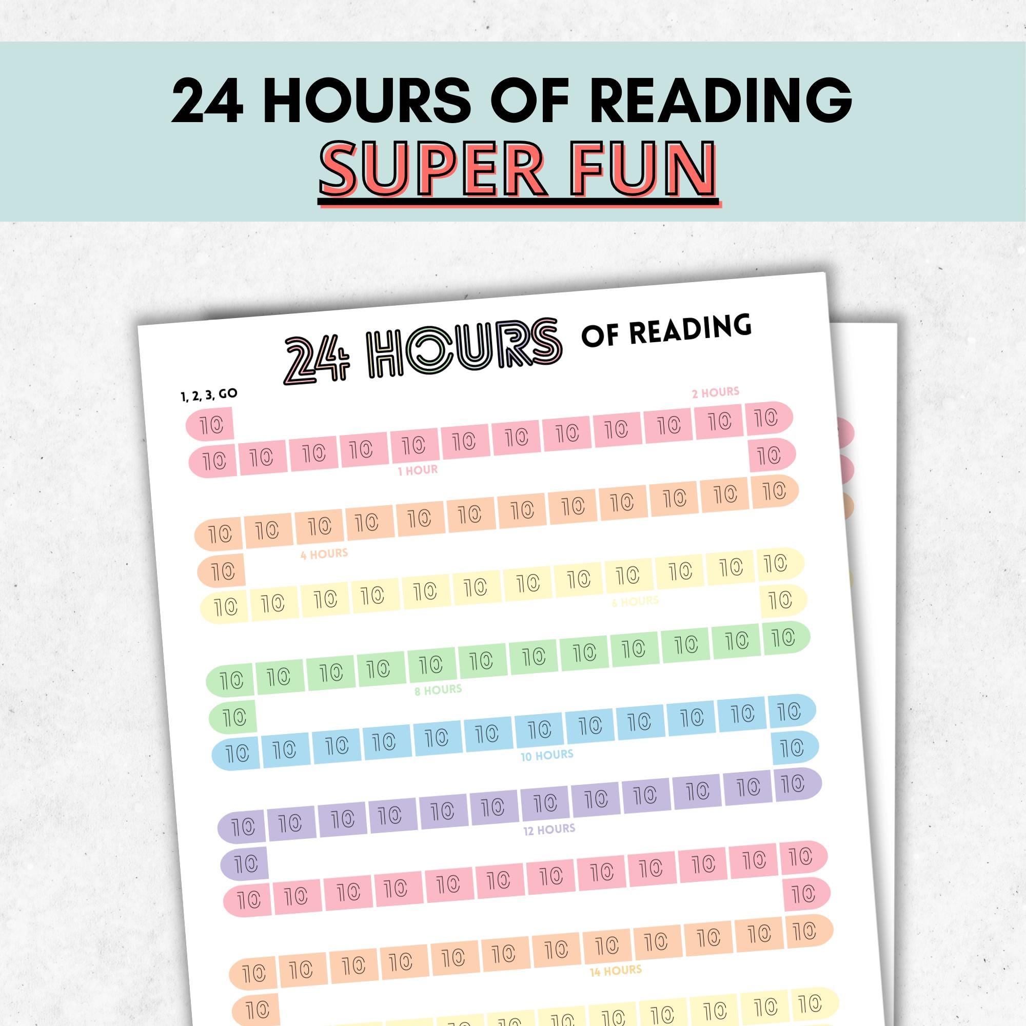 Reading Chart Tracker | Reading Log Printable | 24 Hours of Reading ...